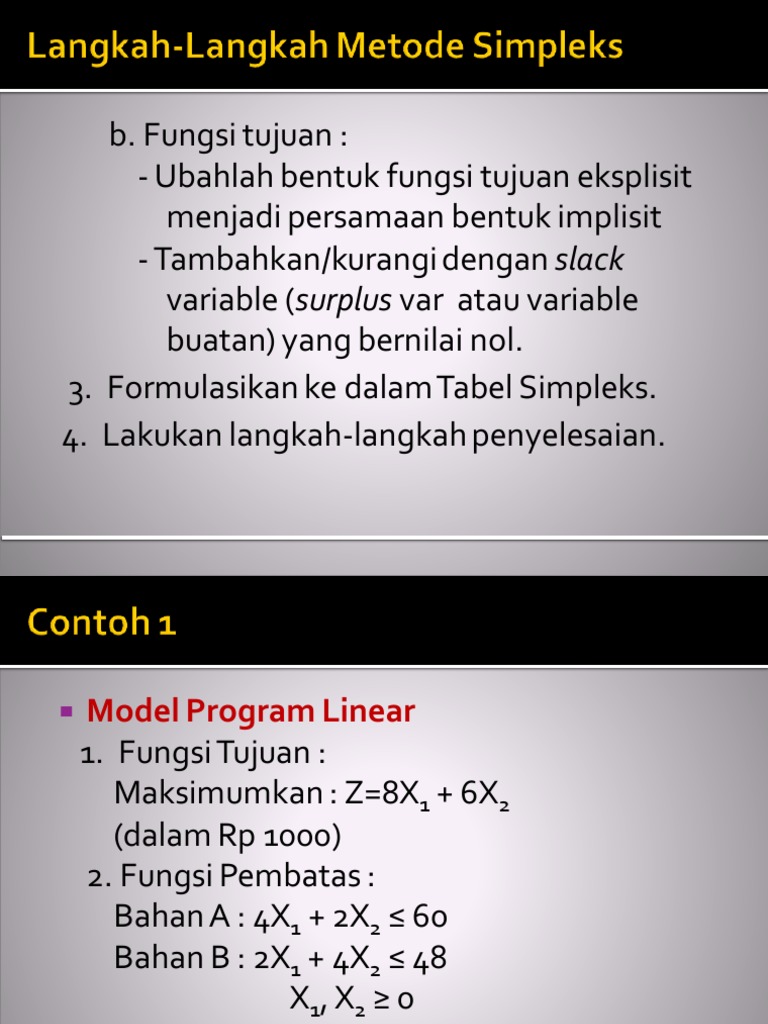 Metode Simpleks Linear Manajemen Sains-13-24 | PDF