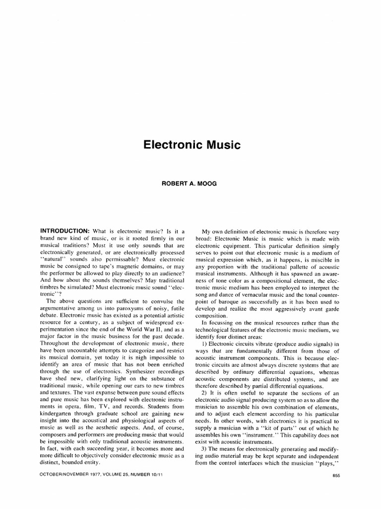 Electronic Music - Robert Moog - 1977 | PDF | Synthesizer | Electronic ...