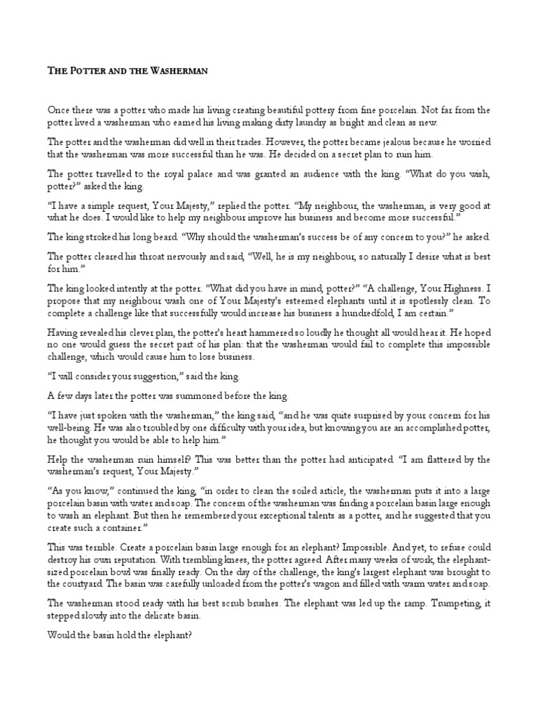 Story - The Potter and The Washerman | PDF | Pottery