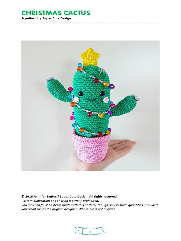 Cactus de Natal by Super Cute - Ingles | PDF | Crochet | Yarn