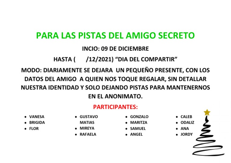 Para Las Pistas Del Amigo Secreto | PDF