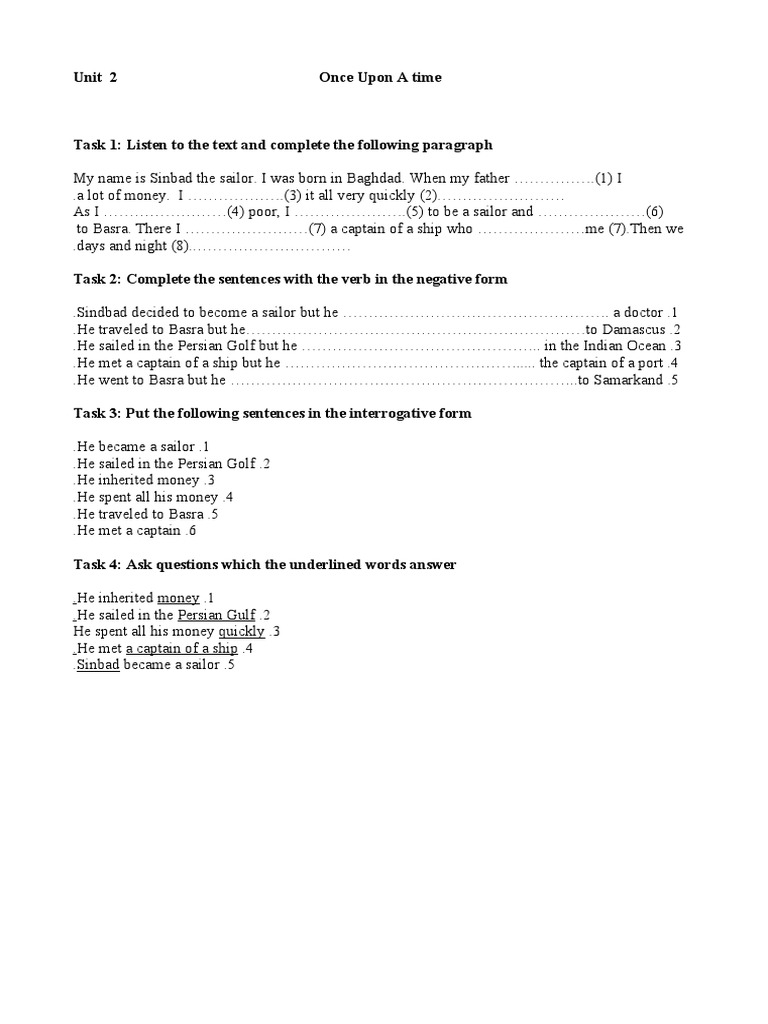 1AS Unit 2 Once Upon A Time | PDF