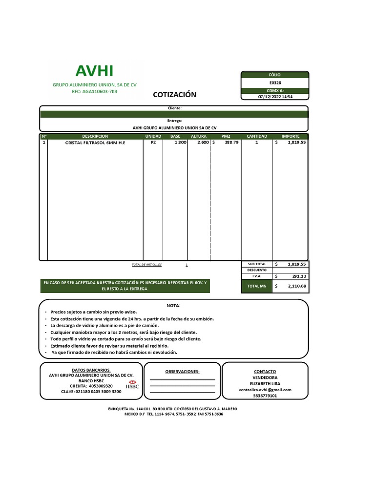 Cotización: Folio | PDF | Bancario | Servicios financieros