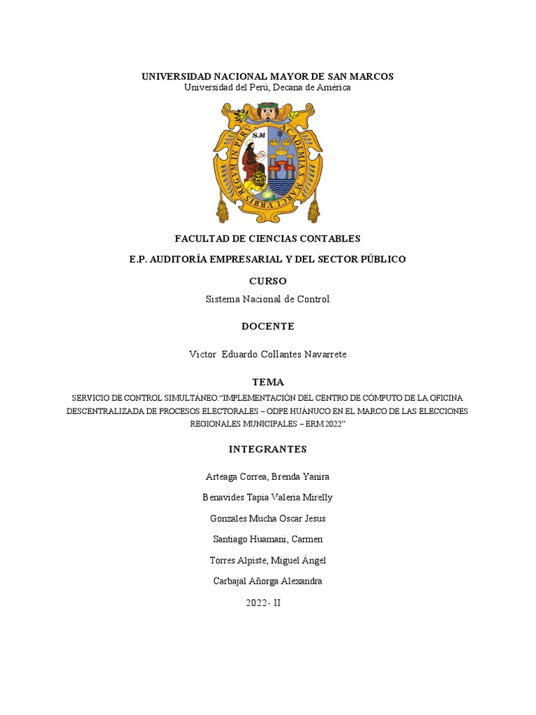 Grupo N°3 - Servicio de Control Simultáneo Onpe-Aula 310-TN | PDF ...