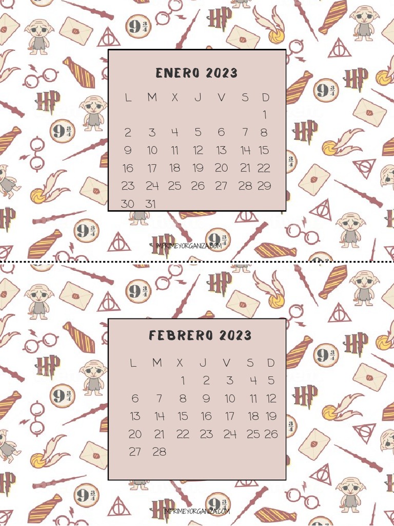 Calendario Harry Potter 2025 Imprimible | PDF | Métodos y materiales de ...
