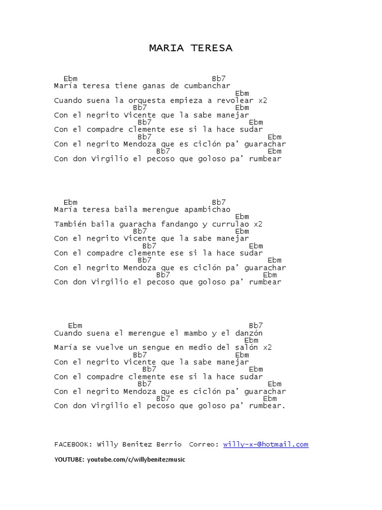 Maria Teresa LETRA Y ACORDES | PDF