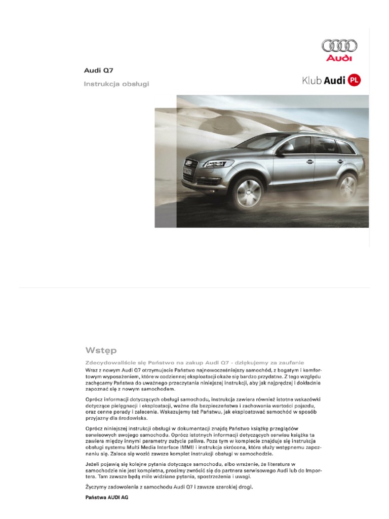 Instrukcja Obsługi Audi Q7 | PDF