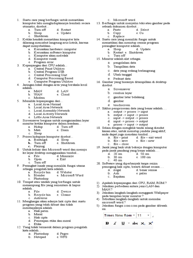 Soal Uas Tik Kelas X | PDF