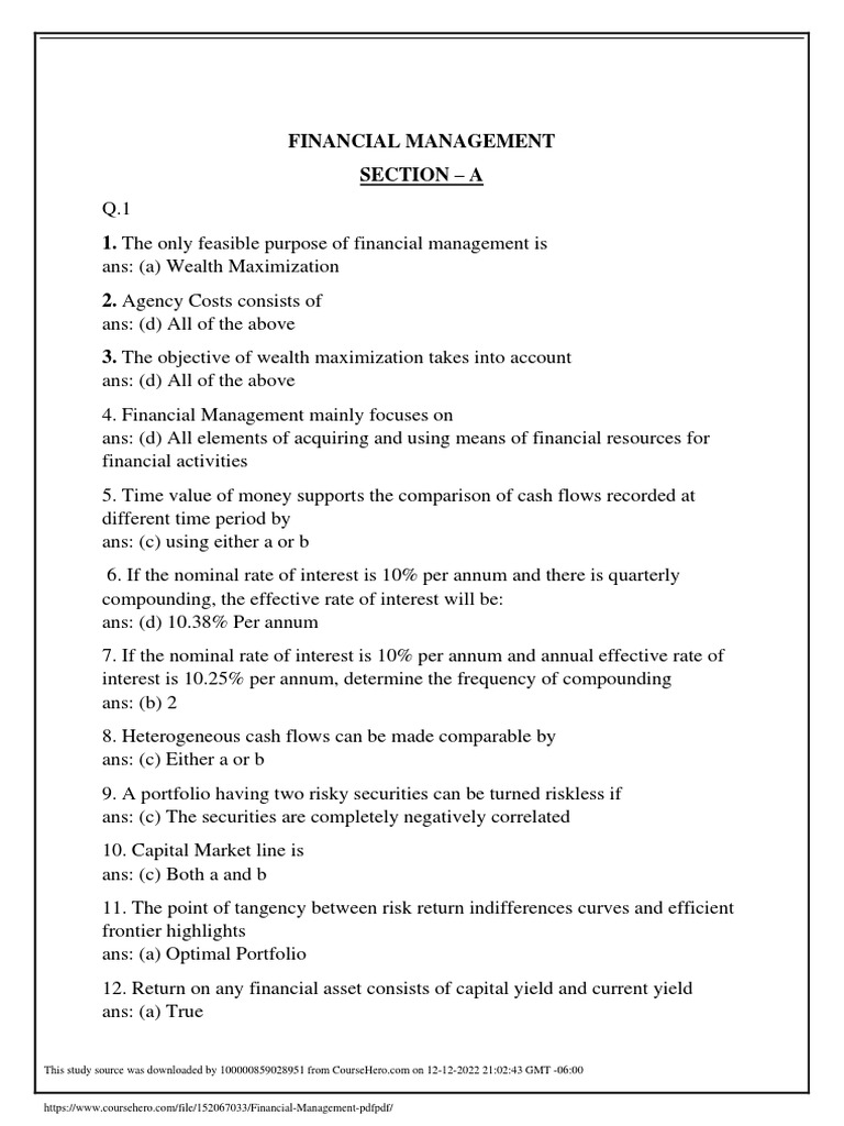 Financial Management PDF PDF | PDF | Depreciation | Equity (Finance)