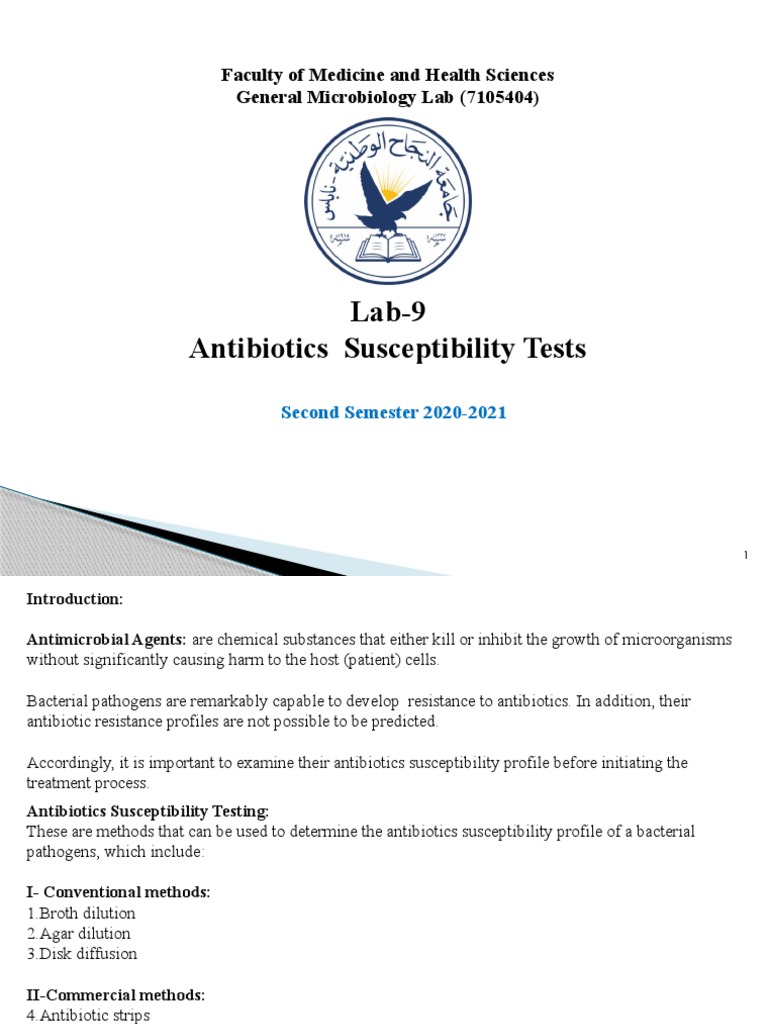 LAB 9 Antibiotics Susceptibility Tests 2nd 2020-2021 | PDF | Laboratory ...