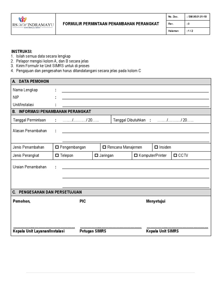 Sim.06.01.01-18 - Formulir Permintaan Penambahan Perangkat | PDF