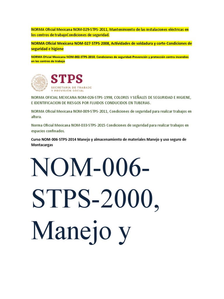 NORMA Oficial Mexicana NOM | PDF | Seguridad y salud ocupacional