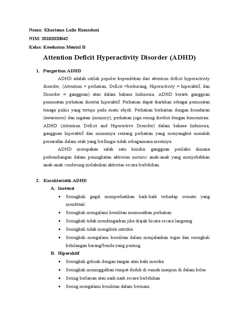 Memahami ADHD: Gejala dan Penanganan | PDF