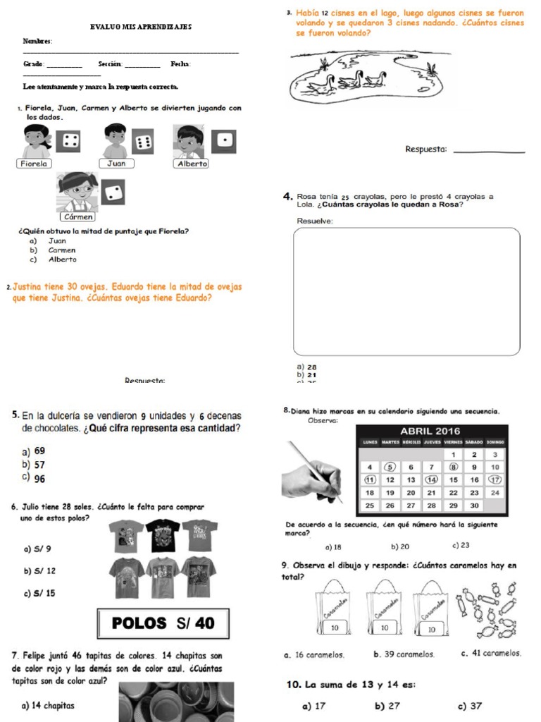 Evaluo Mis Aprendizajes 4 | PDF