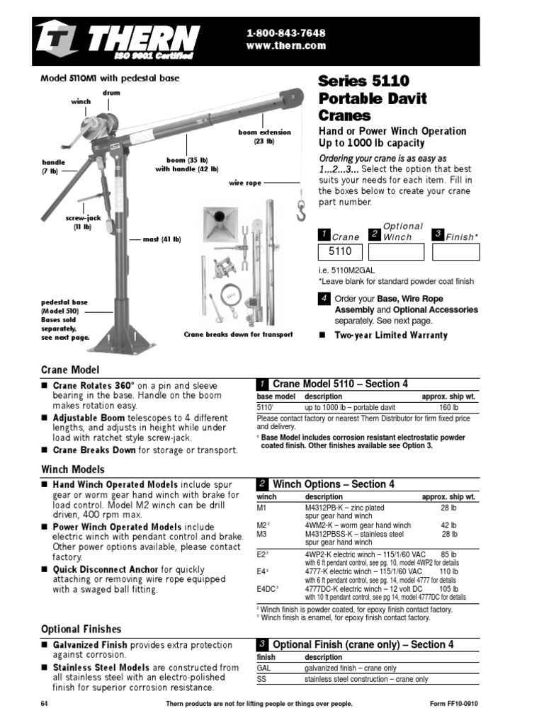 Thern 5110 Load Chart | PDF | Crane (Machine) | Galvanization