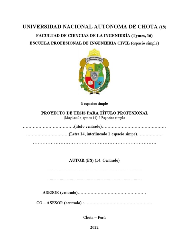 ESQUEMA PROYECTO DE TESIS para Título Profesional 27 Julio | PDF ...