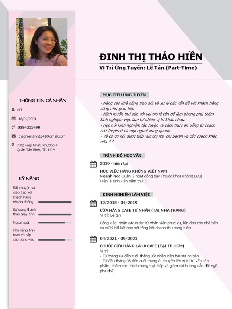 CV For Part-Time Jobs | PDF