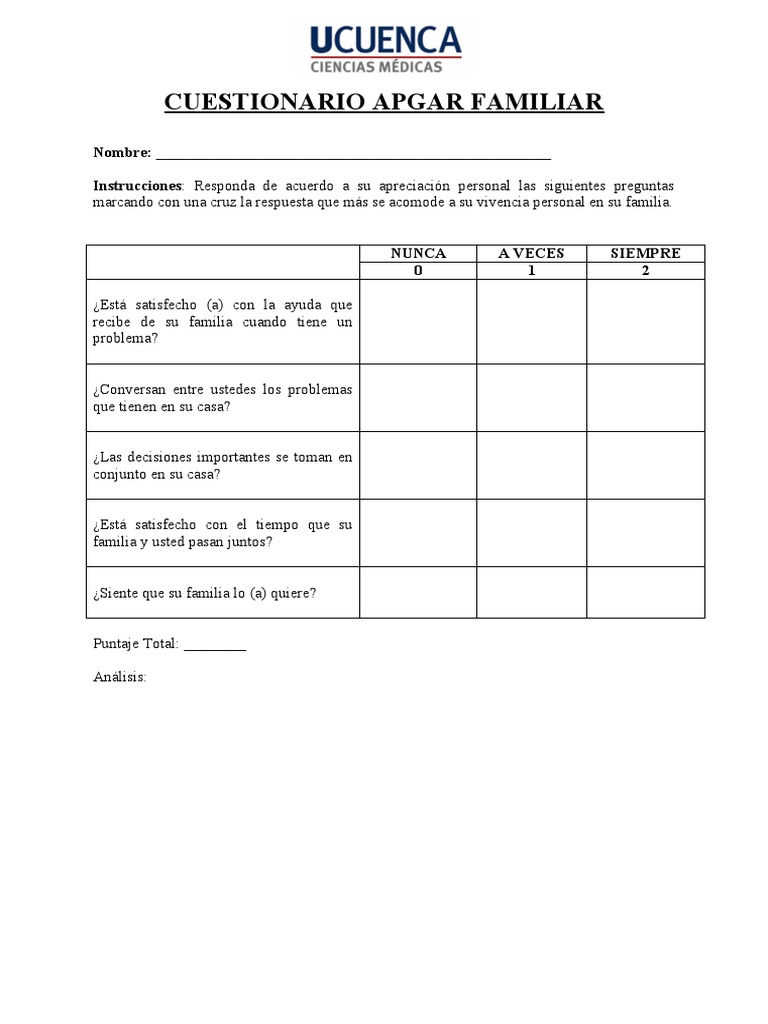 Cuestionario Apgar Familiar | PDF