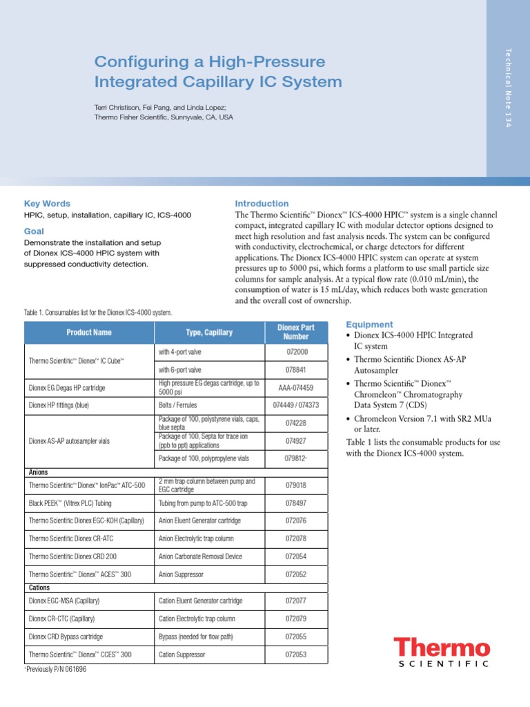 TN 134 Configuring A High Pressure Integrated Capillary IC System ...