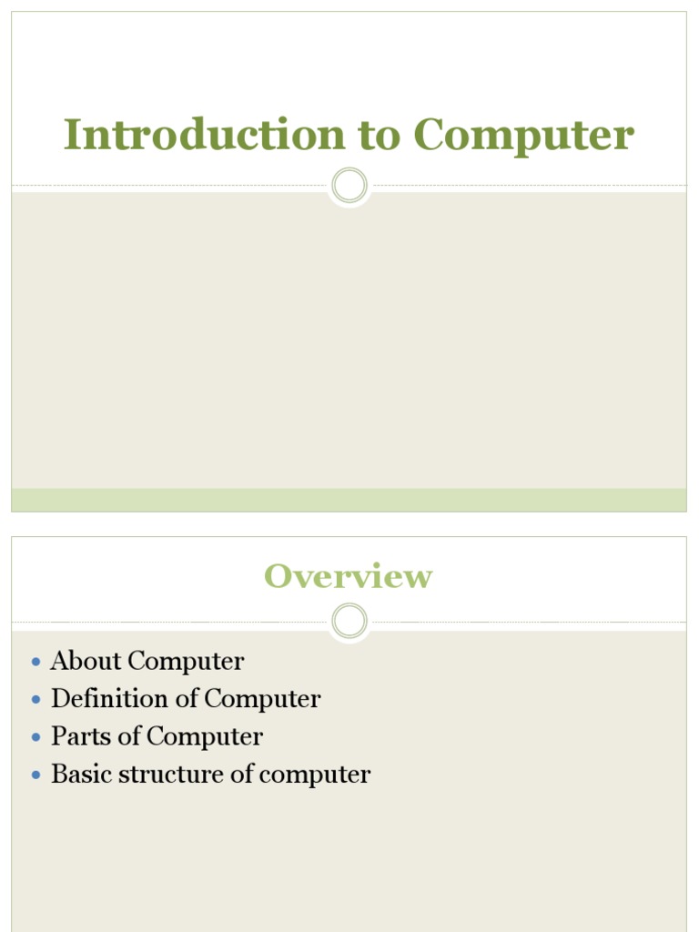 Introduction To Computer | PDF | Computer Data Storage | Random Access Memory