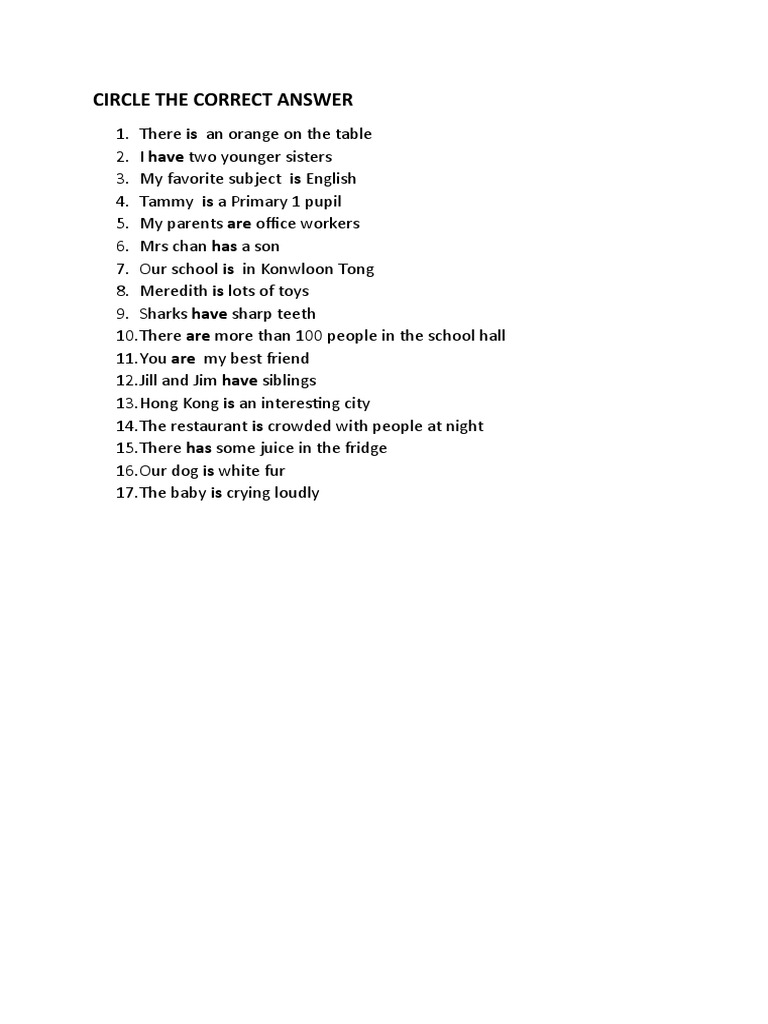 Circle the Correct Answers Activity | PDF