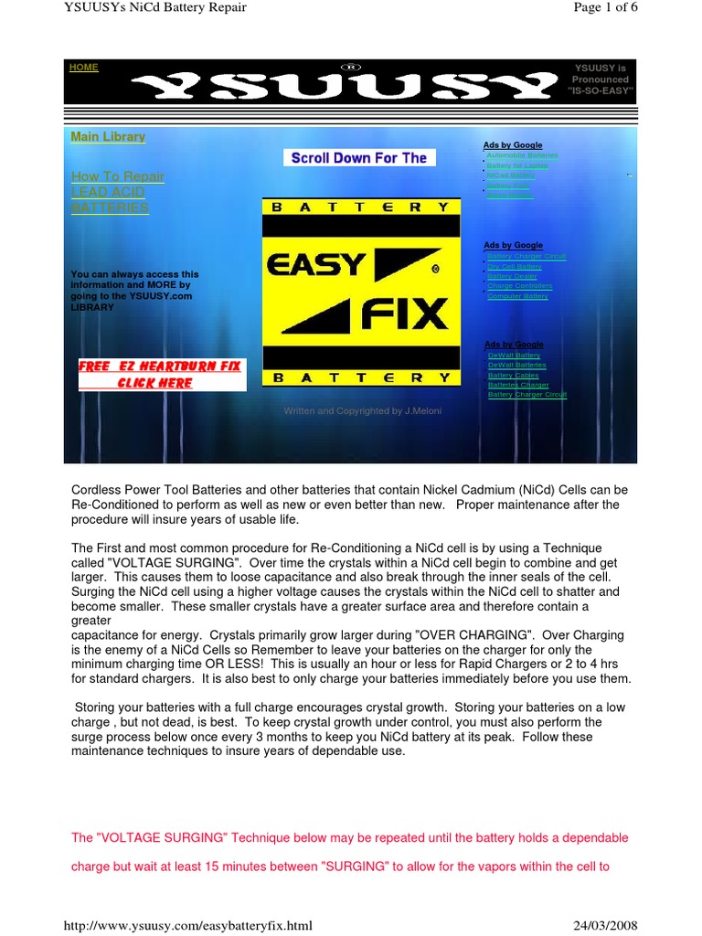 Battery Ezy Fix | PDF | Battery Charger | Voltage