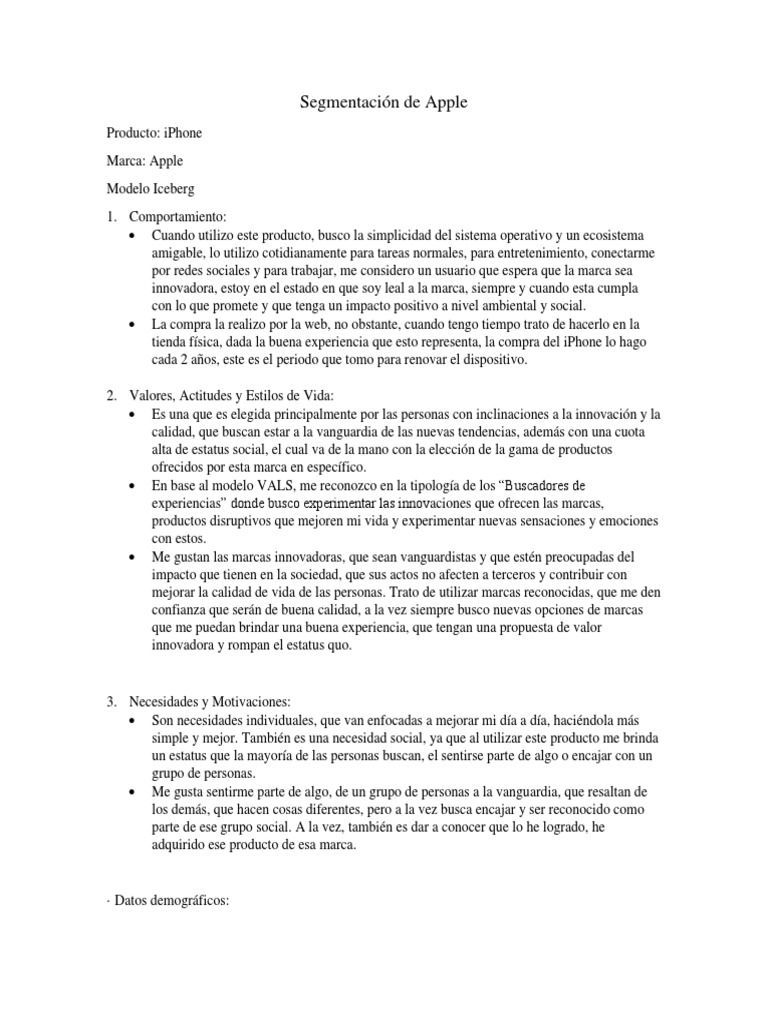 Segmentación de Mercado de Apple | PDF | Apple Inc. | Estatus social