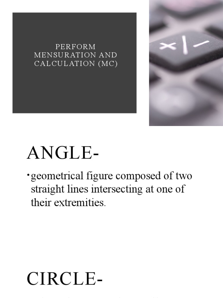 Perform Mensuration and Calculation (Mc) | PDF