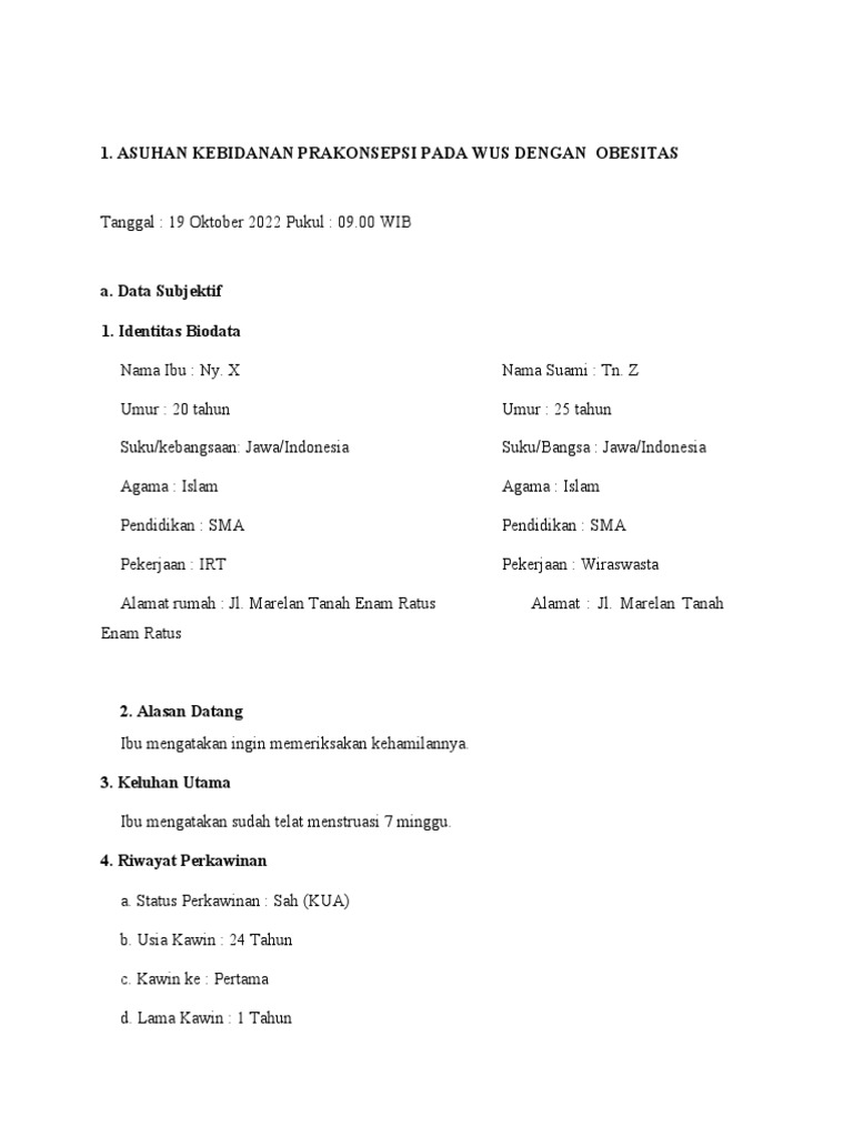 SOAP Prakonsepsi Dan Pranikah | PDF