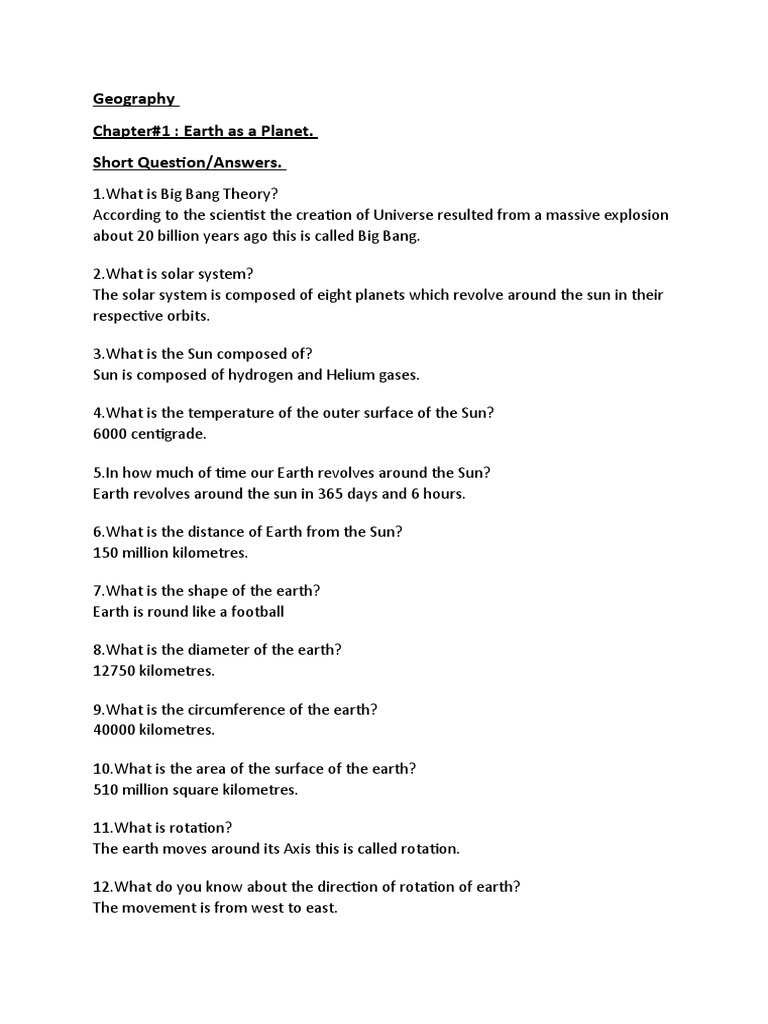 Geography Notes Pdf Earth Sun