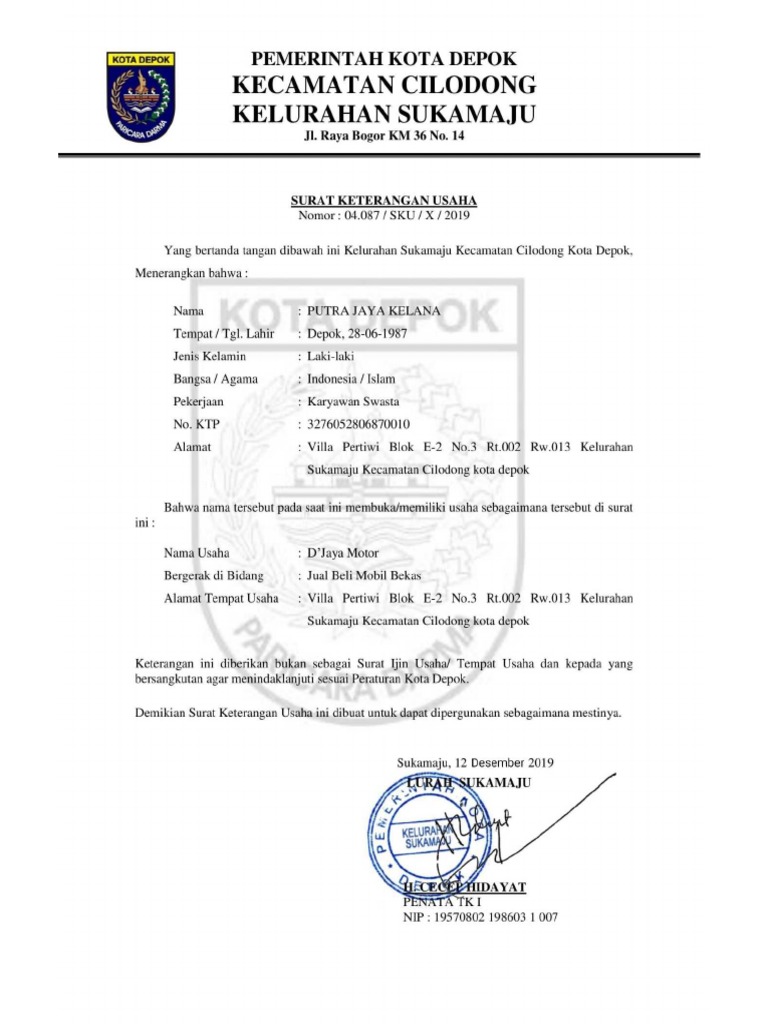 Contoh SKU Depok Sorum | PDF