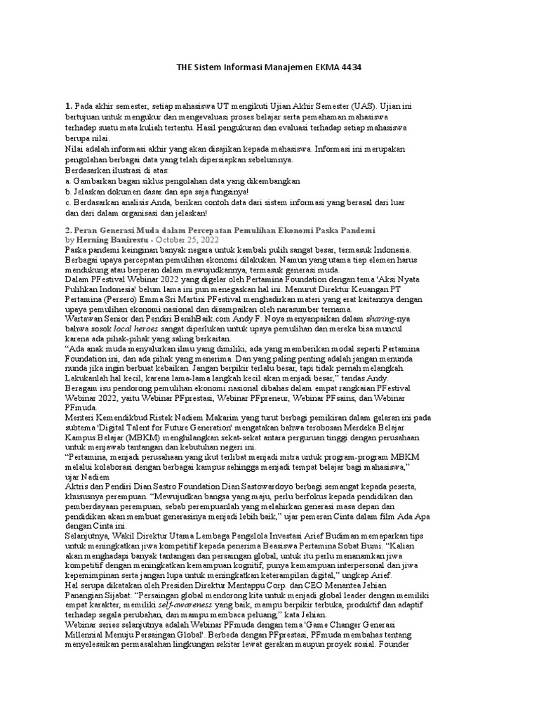 The Sistem Informasi Manajemen EKMA 4434 | PDF