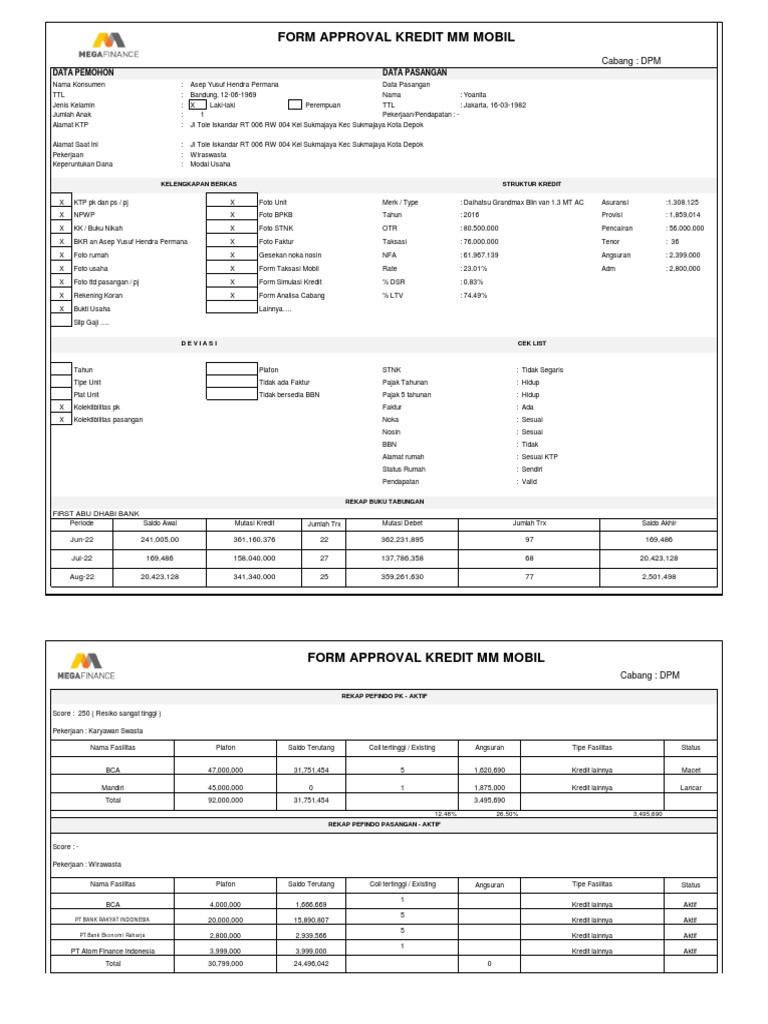 Contoh FORM ANALISA KREDIT | PDF