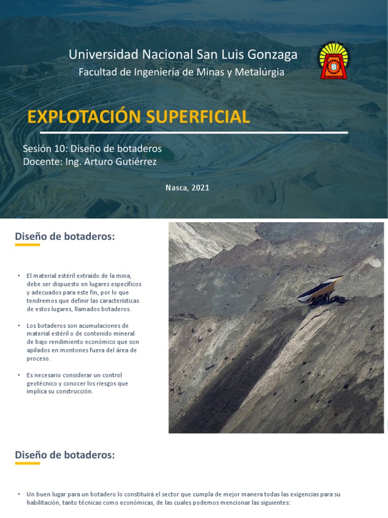 Diseño y Mantenimiento de Botaderos Mineros | PDF | Minería | Volumen