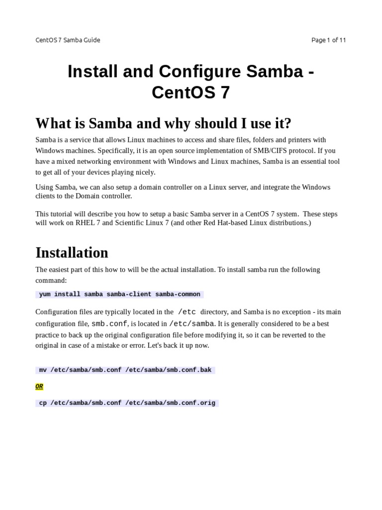 CentOS7 Samba How To | PDF | Software Engineering | System Software