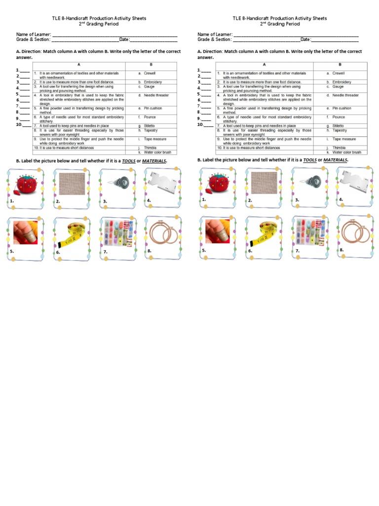 TLE 8-Activity Sheets | PDF