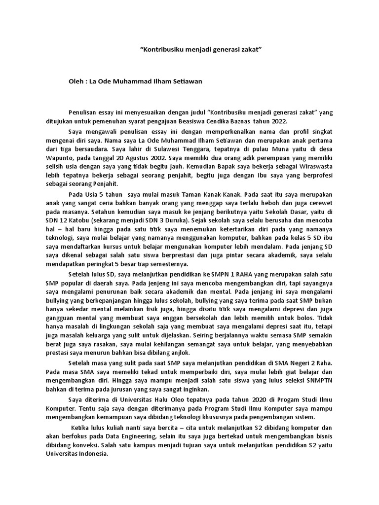 Essay - La Ode Muhammad Ilham Setiawan | PDF