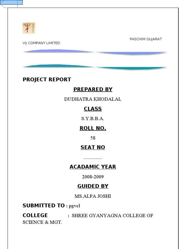 PGVCL PROJECT REPORT MBA Project Report Prince Dudhatra | PDF | Ac Power Plugs And Sockets ...