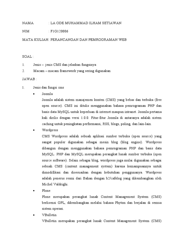 Jenis CMS & Framework Populer | PDF | Seni | Komputer