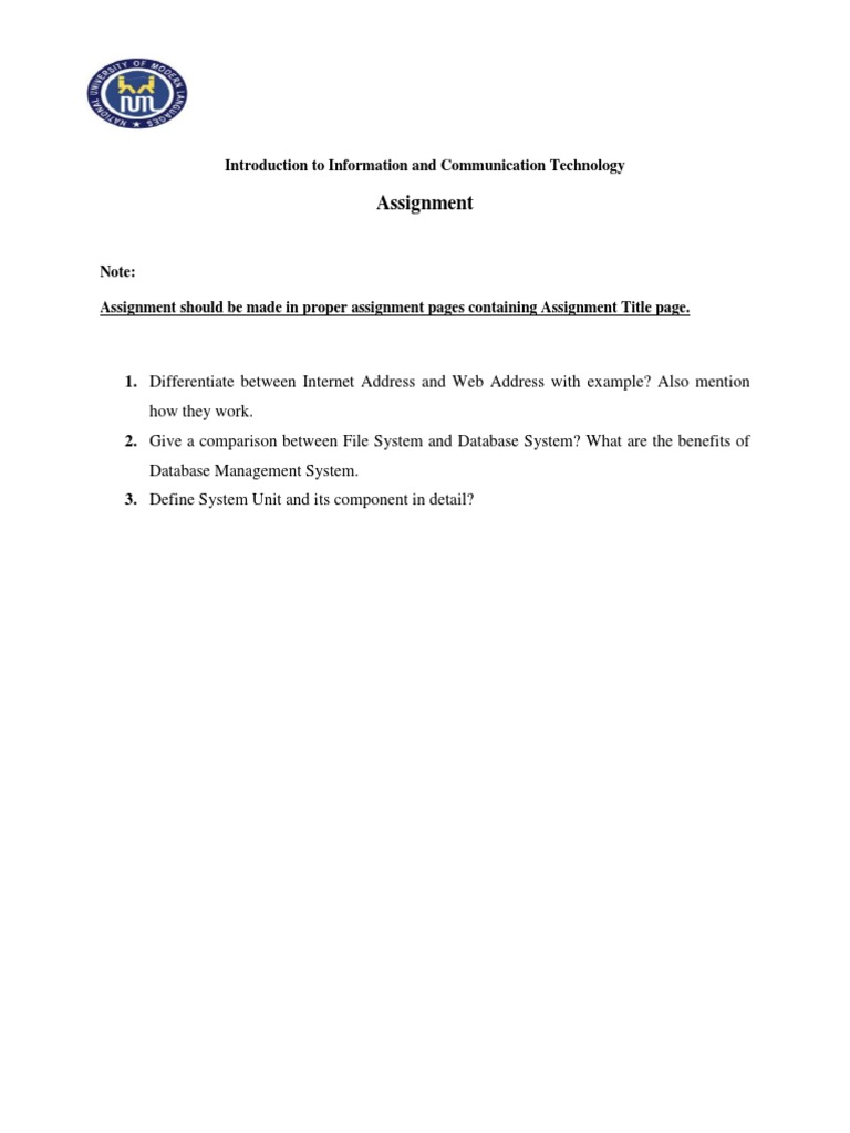 ICT Assignment 1 | PDF