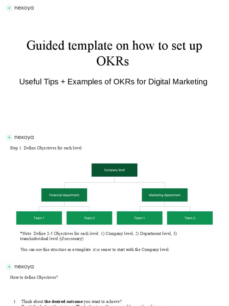 Guided Template On How To Set Up OKRs | PDF | Goal | Subscription Business Model