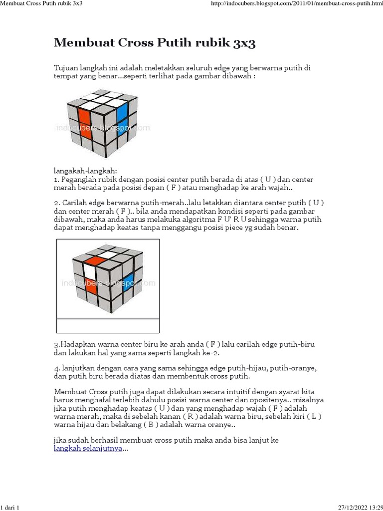 Membuat Cross Putih Rubik 3x3 | PDF