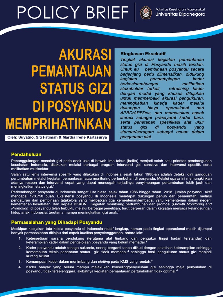 2020 POLICY BRIEF Akurasi Pemantauan Status Gizi Di Posyandu ...