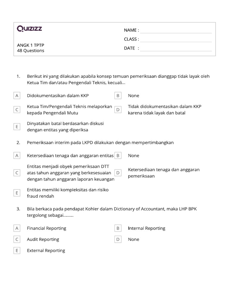 Kumpulan Quiziz TPTP | PDF
