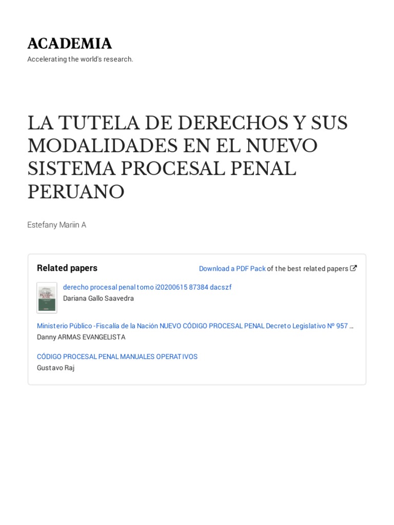 La Tutela de Derechos y Sus Modalidades en El Nuevo Sistema Procesal ...