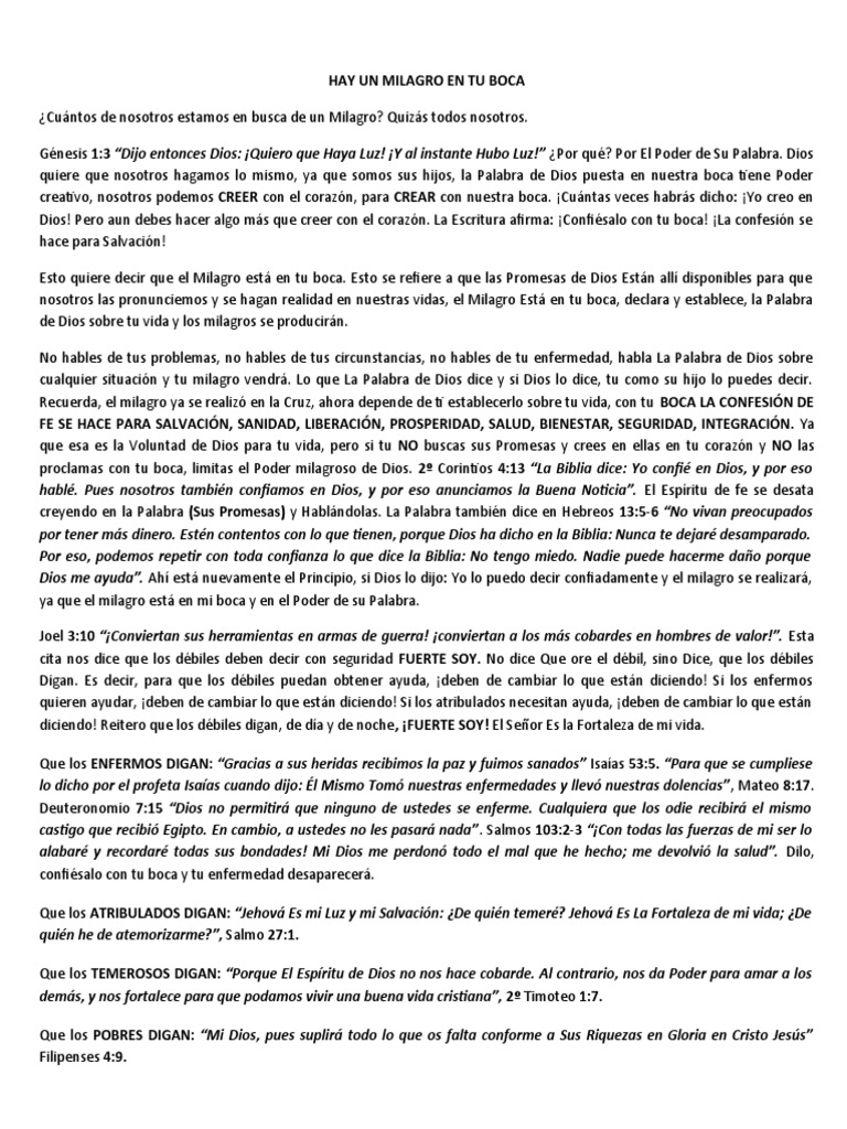 Hay Un Milagro en Tu Boca 1 | PDF | Salvación | Milagro