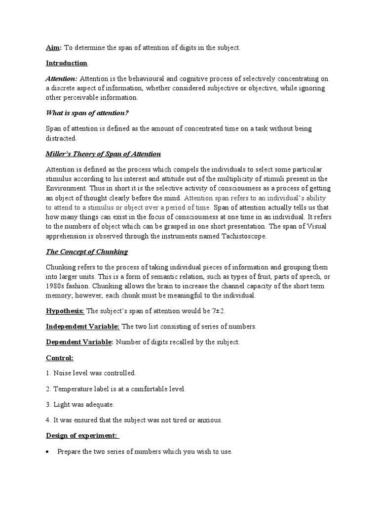 Practical Writeup XI Psychology | PDF | Attention | Behavioural Sciences