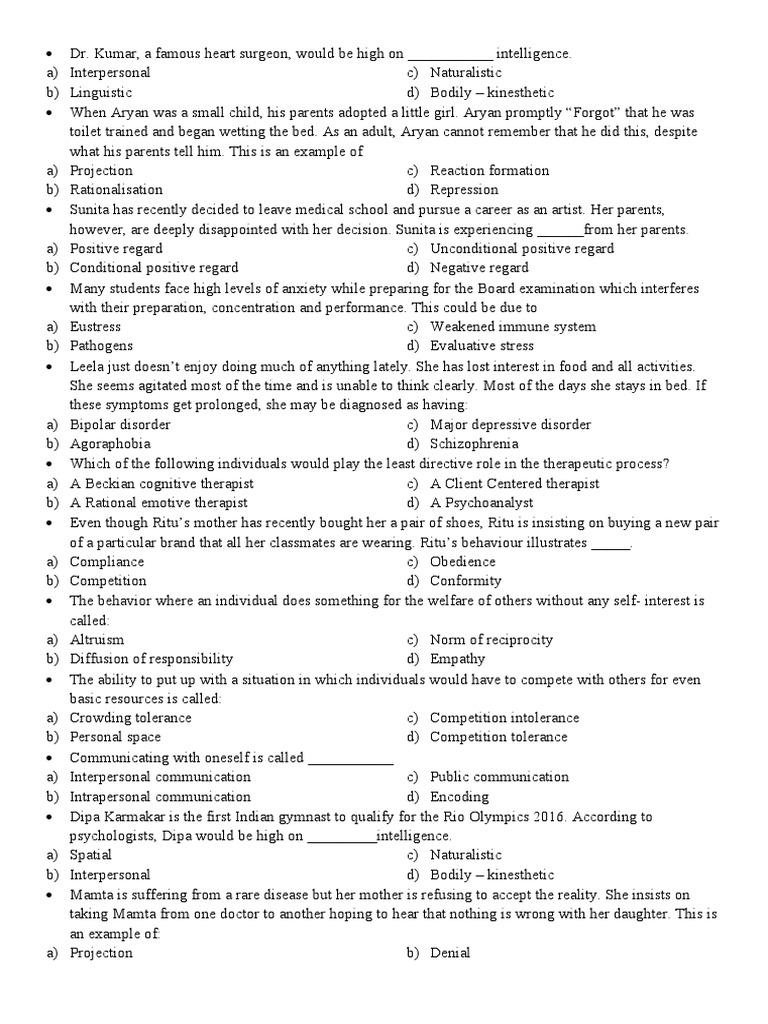 Previous Year SQP Merged XII | PDF | Mental Disorder | Psychotherapy Previous Year SQP Merged XII | PDF | Mental Disorder | Psychotherapy
