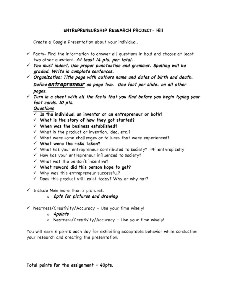 Entrepreneur Project | Download Free PDF | Entrepreneurship ...