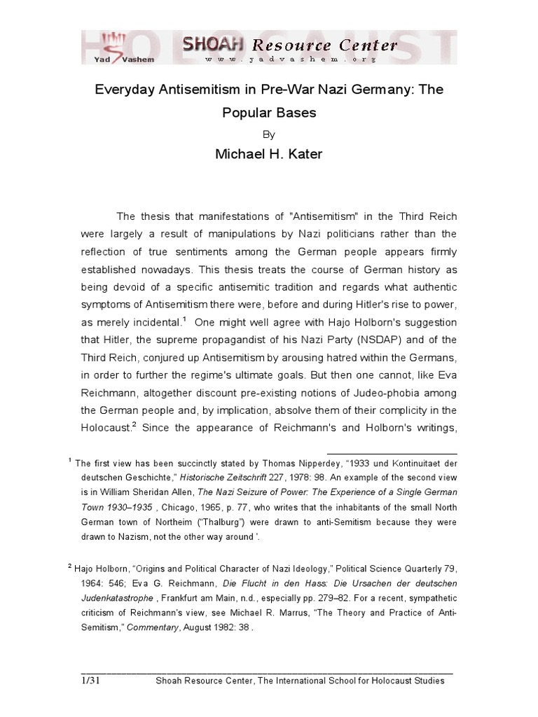 Everyday Antisemitism in Pre-War Nazi Germany | PDF | Antisemitism ...